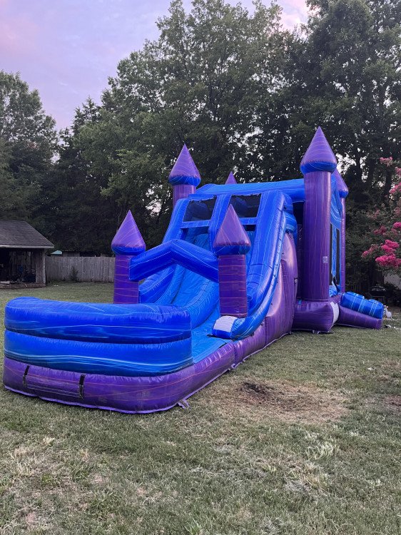 Purple Paradise Bounce House & Waterslide Combo - Hoppin Hippos Bounce ...